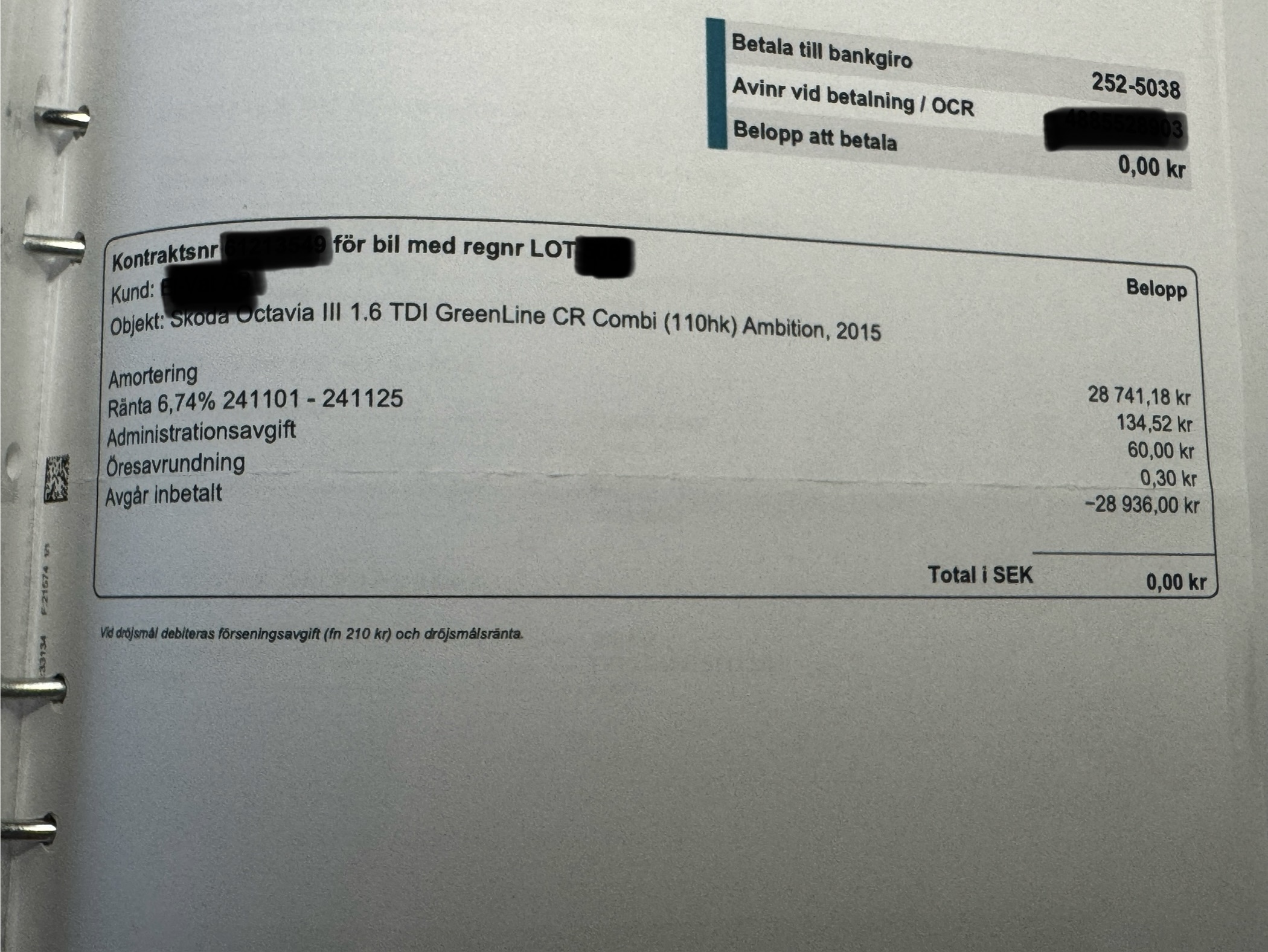 Svar: Bokföring av inlösen av en bil på kredit som... - Spiris forum