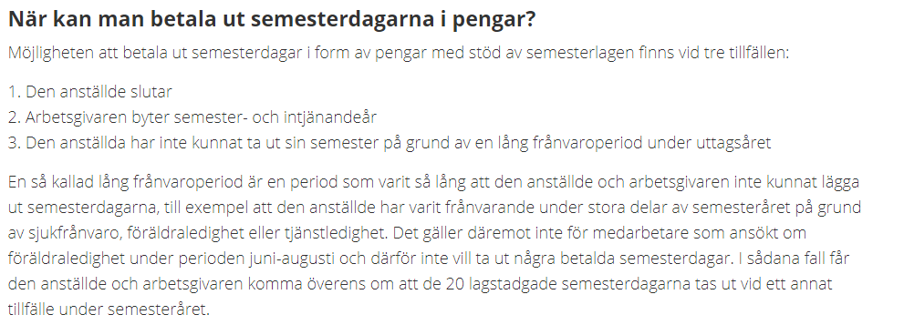 Beräkna semesterdagar i pengar - Spiris forum