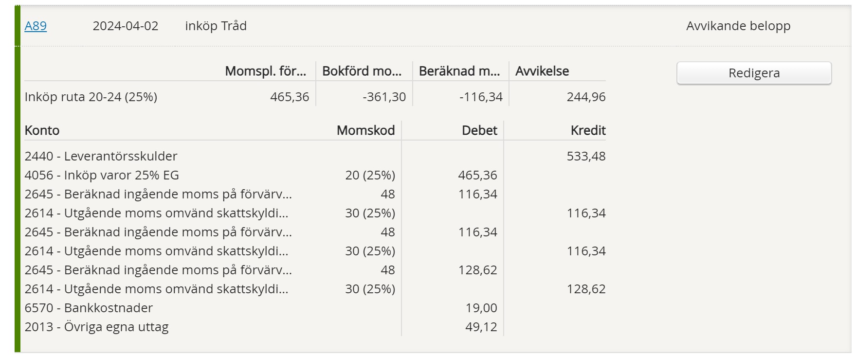 Löst: Avvikelse momsredovisning - Spiris forum